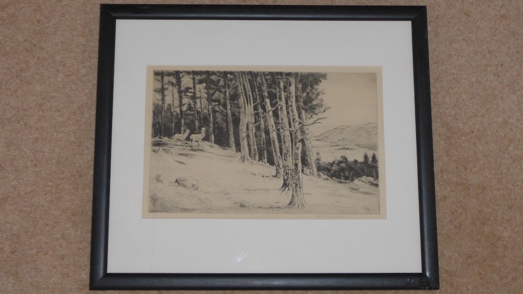 A Wooded Landscape With Two Deer by R.N. Snodgrass (exh. 1927-39)